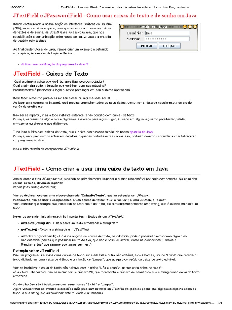 JTextField e JPasswordField - Como Usar Caixas de Texto e de Senha em ...