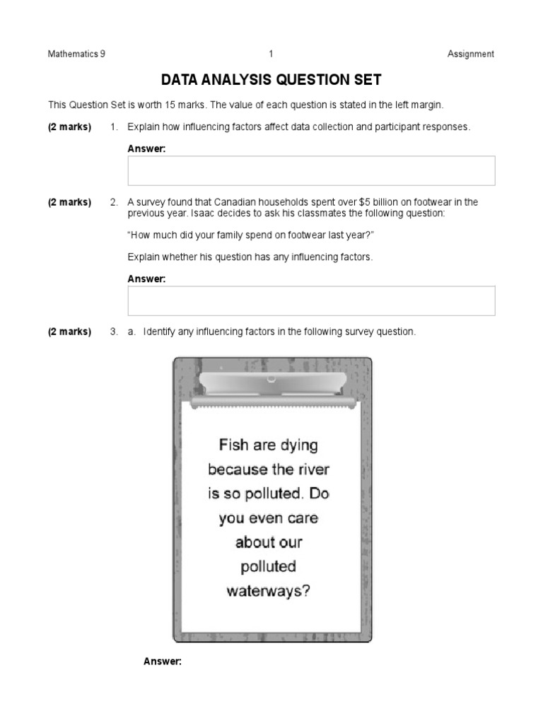 Data Analysis Assignment for Grade 9 | PDF
