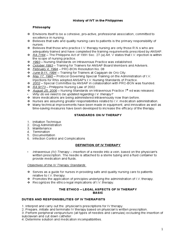 IVT Handouts NSG | PDF | Intravenous Therapy | Dehydration