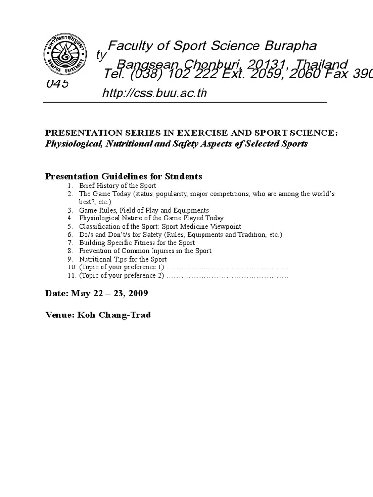 Sports Science Presentation Series | PDF