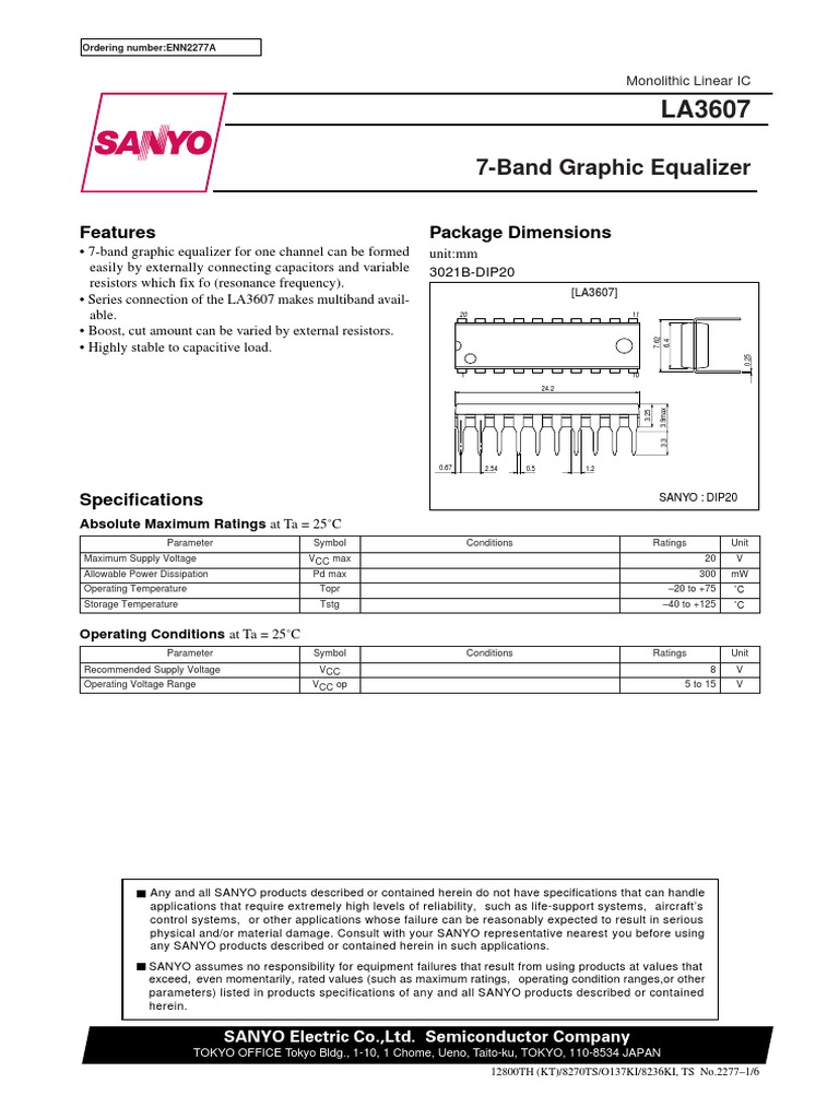 LA3607 | PDF | Capacitor | Telecommunications Engineering