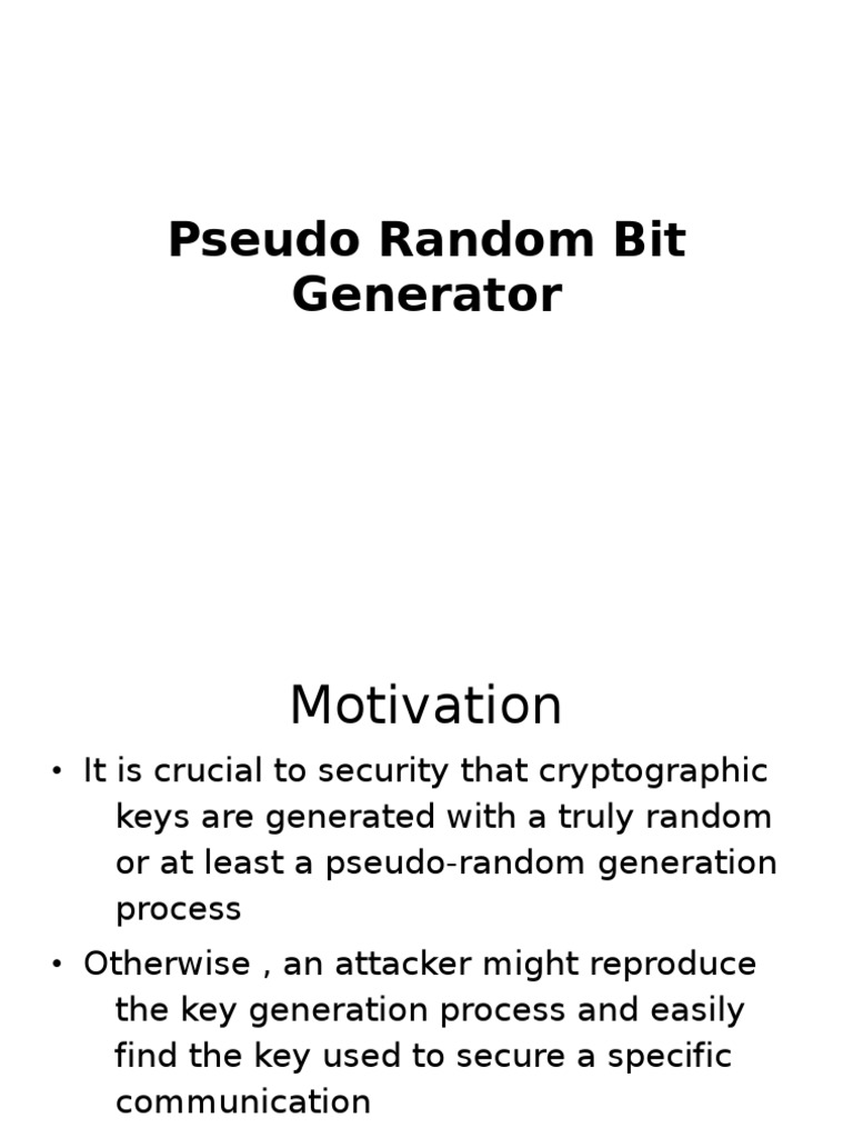 Pseudo Random Bit Generator | PDF | Cryptography | Key (Cryptography)