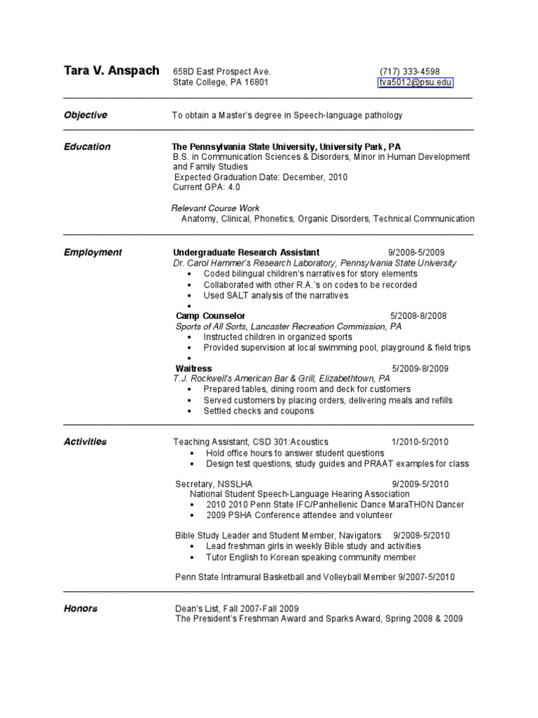 Tara Resume | PDF | Pennsylvania State University | Behavior Modification