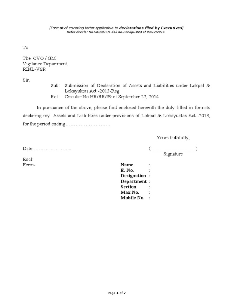 Declaration of Assets & Liabilities | PDF | Lease | Loans