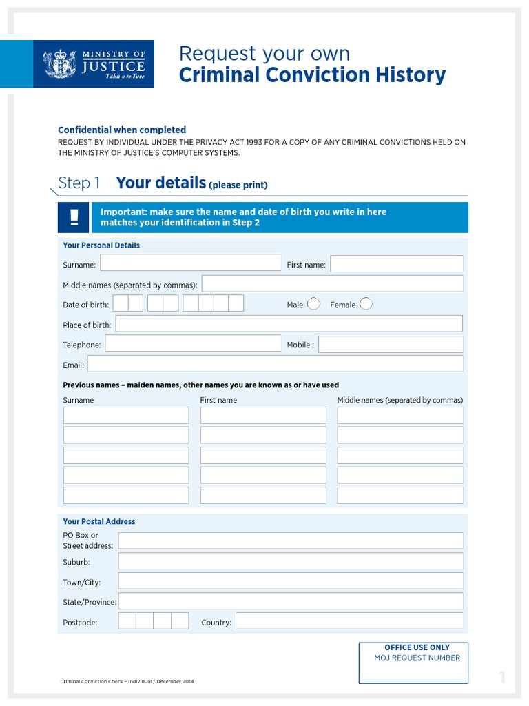 Request Your Own Criminal Conviction History | Criminal Record ...