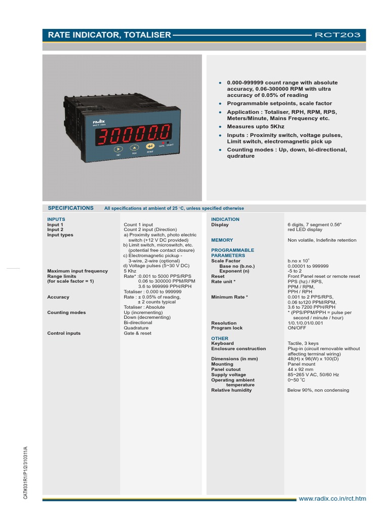 RPM Indicator | PDF | Switch | Electrical Equipment