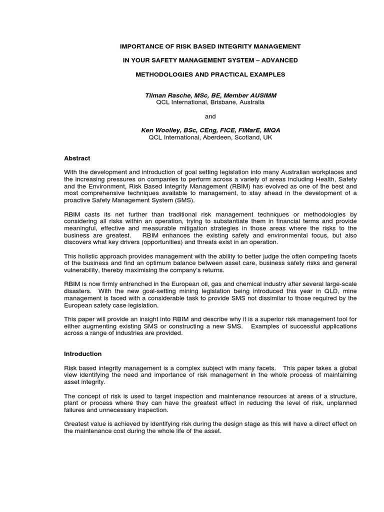 Risk Based Inspection | PDF | Risk | Risk Management