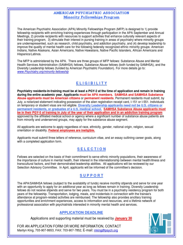 APA SAMHSA Minority Fellowship | PDF | American Psychiatric Association ...