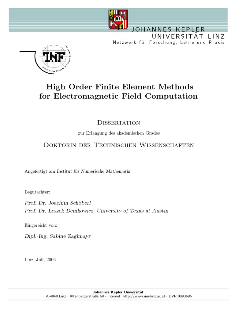 High Order Finite Element Methods For Electromagnetic Field Computation ...