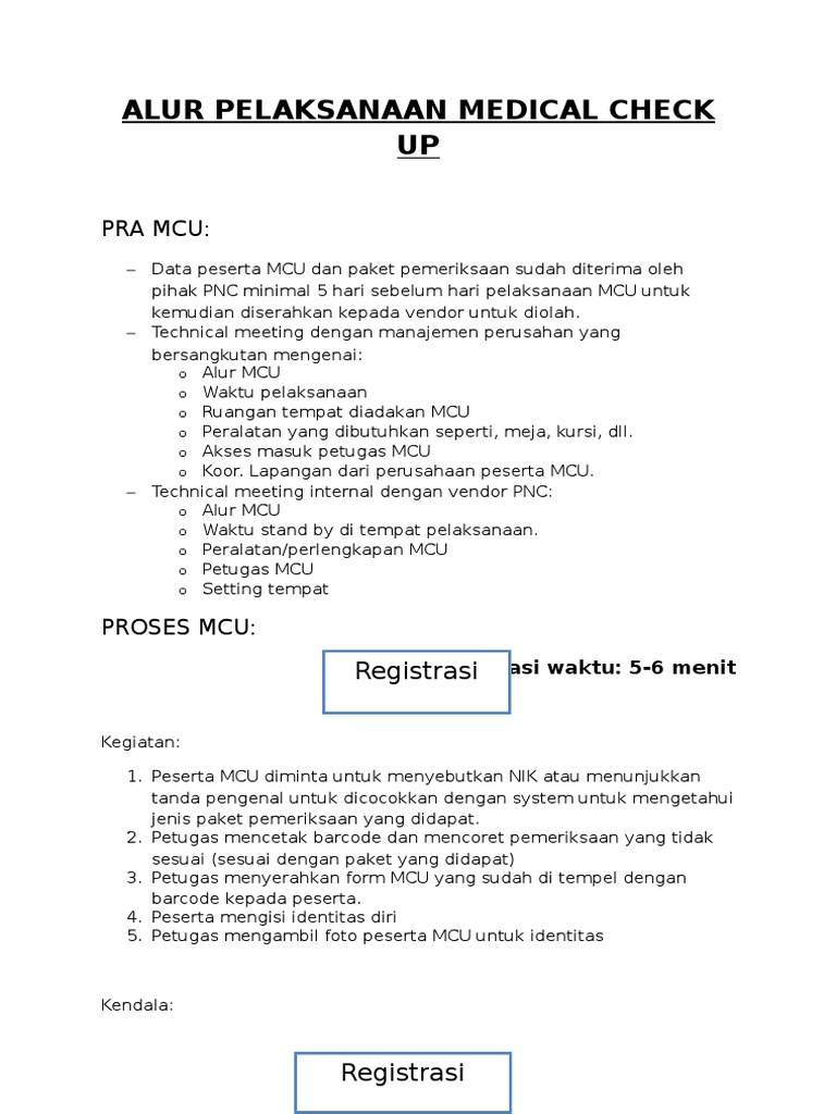Alur Pelaksanaan Medical Check Up | PDF