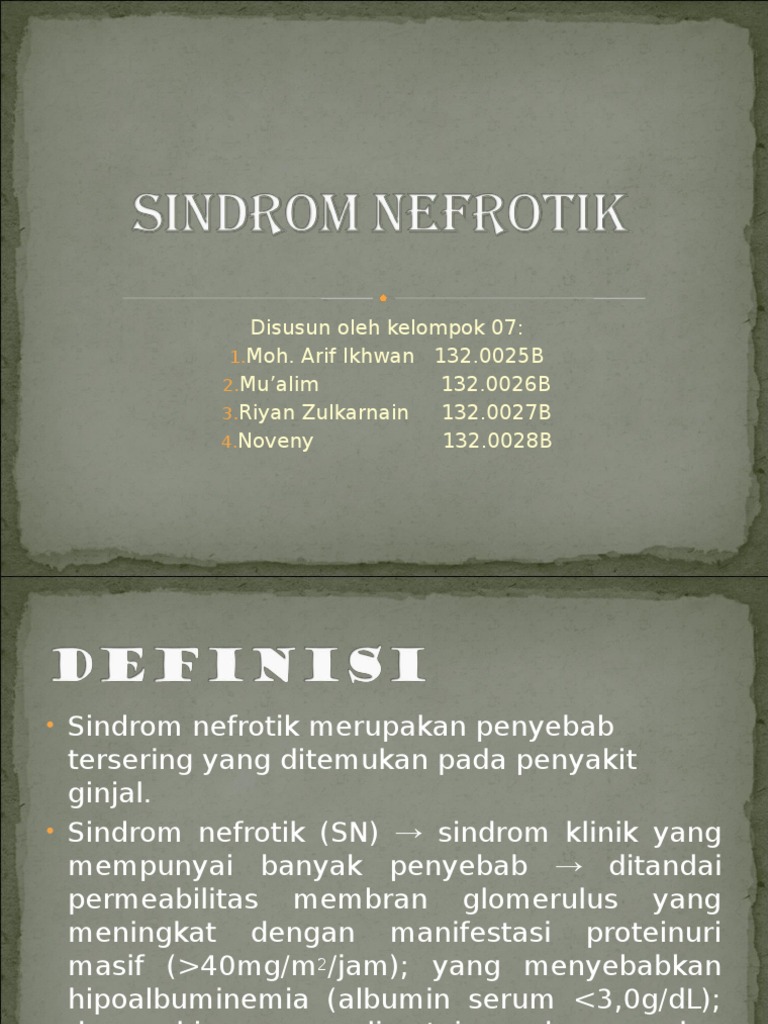 Sindrom Nefrotik pada Anak: Gejala, Penyebab, dan Diagnosis | PDF