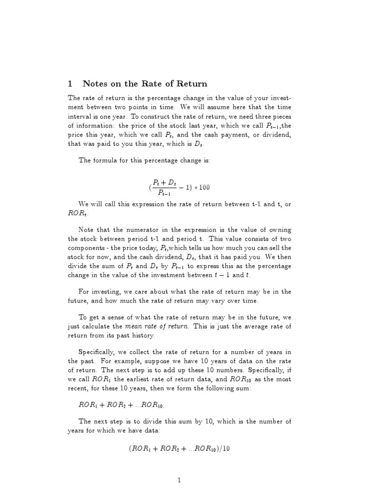 Rate of Return | PDF | Standard Deviation | Business Economics