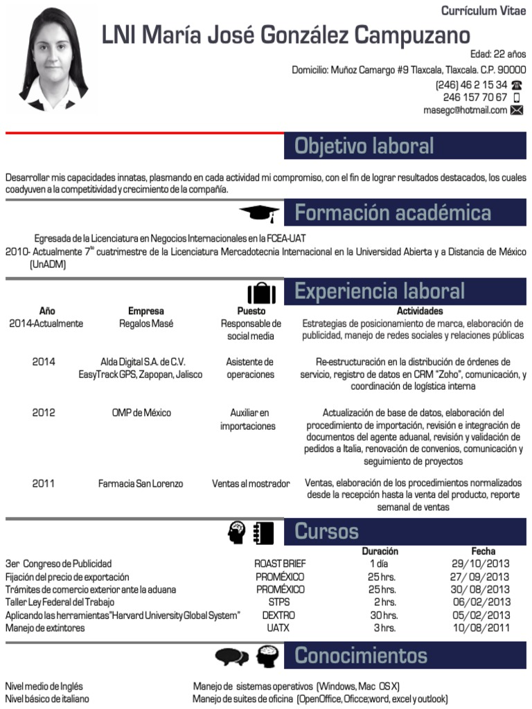 CV de María José González Campuzano | PDF | México | Economias
