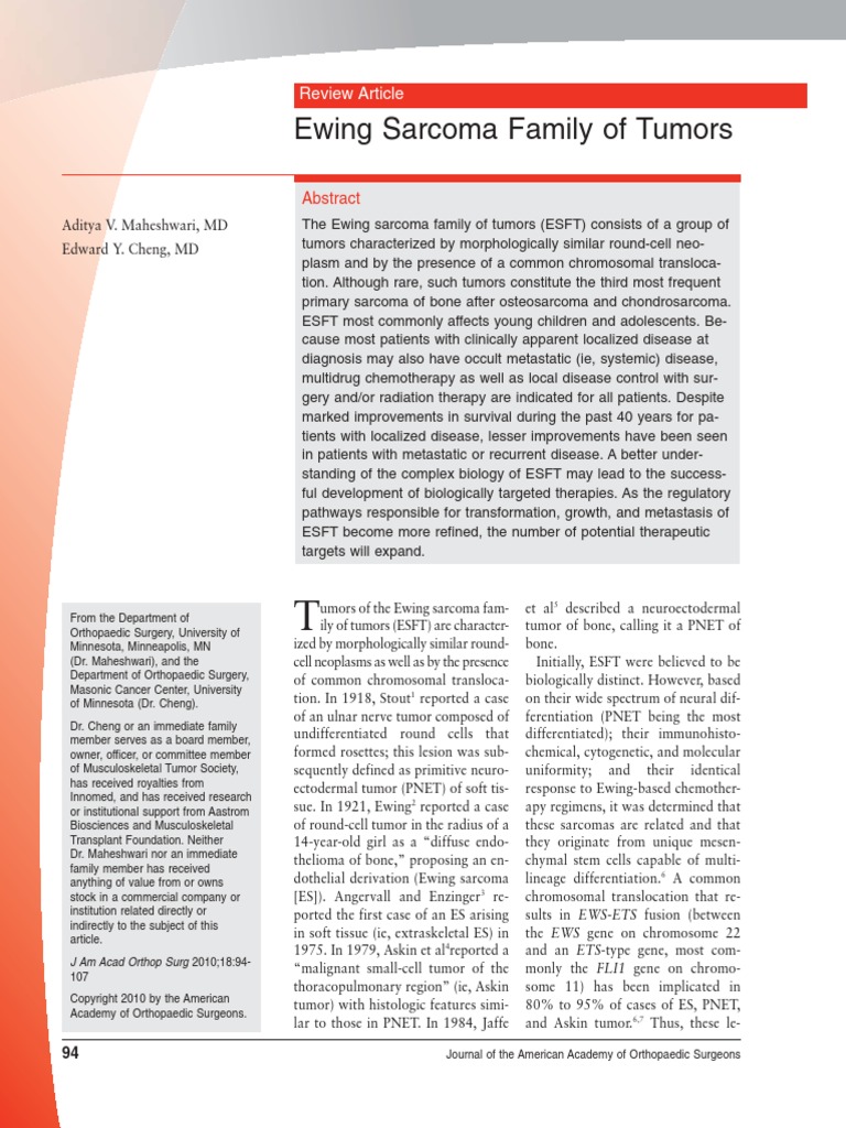 Sarcoma de Edwing | PDF | Metastasis | Radiation Therapy
