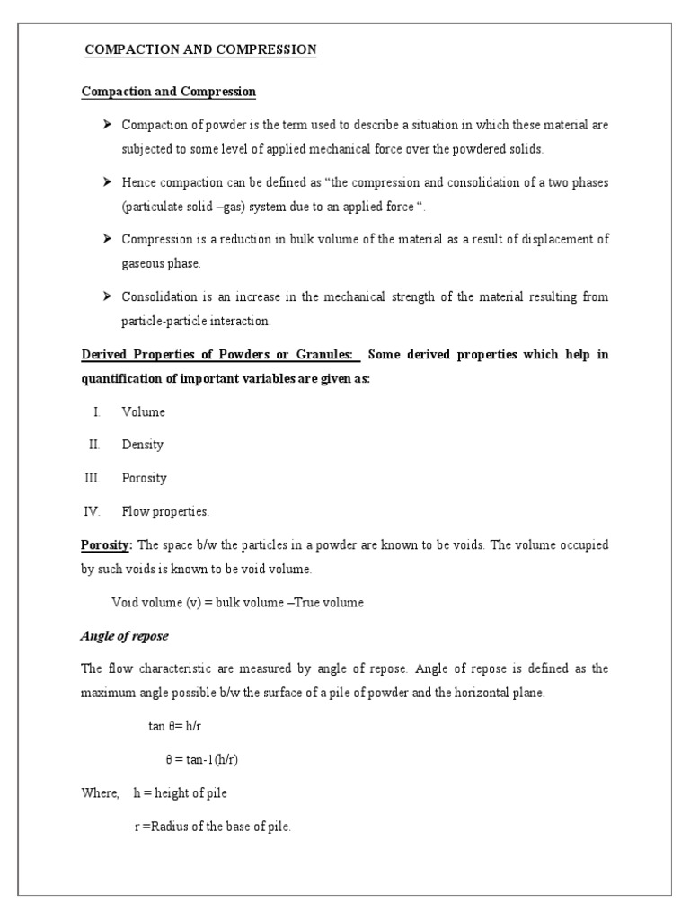 Compaction and Compression | PDF | Tablet (Pharmacy) | Materials