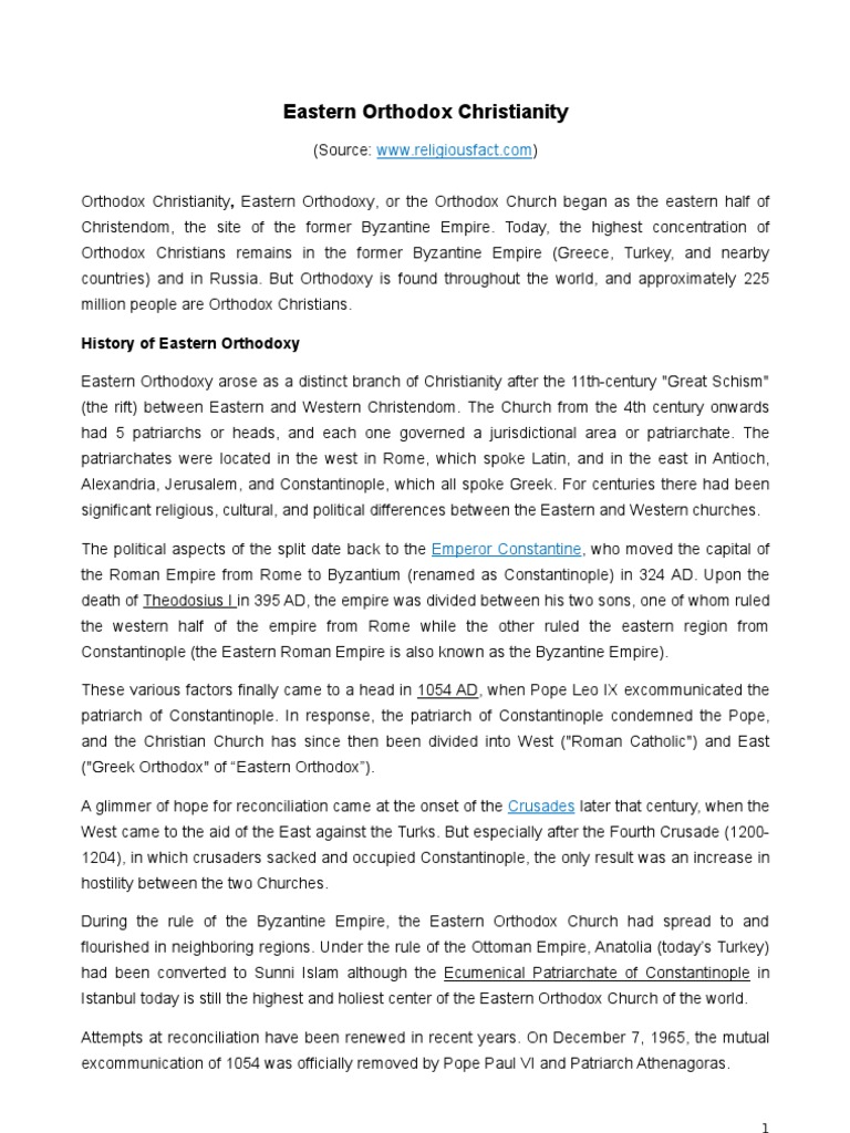 Eastern Orthodox Christianity | PDF | Eastern Orthodox Church ...