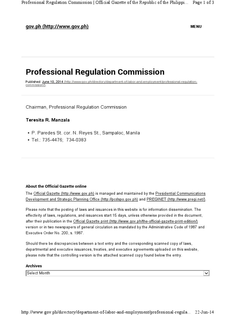 Professional Regulation Commission: Gov - PH (HTTP://WWW - Gov.ph ...