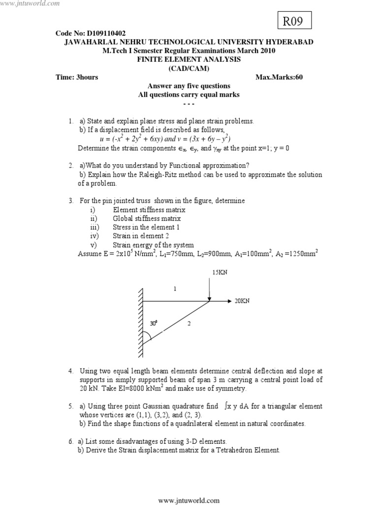 Mtech. Finite Element Analysis | PDF | Finite Element Method | Matrix (Mathematics)