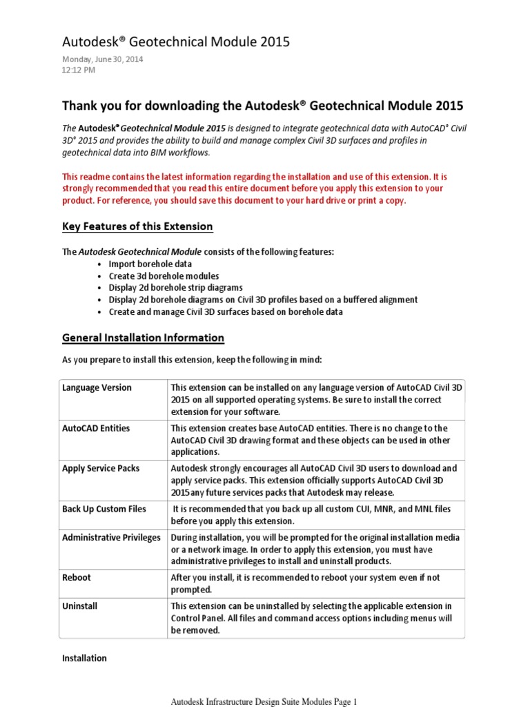 Ids 2015 Geotechnical Module Readme English | PDF | Auto Cad | Autodesk