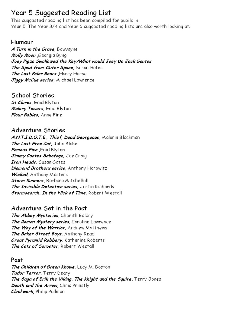 year-5-reading-list-pdf-novels-british-literature