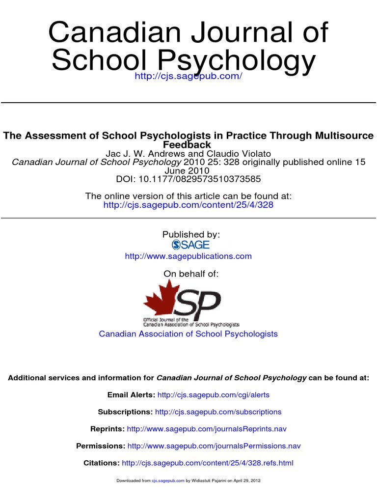 The Assessment of School Psychologists in Practice Through Multisource ...