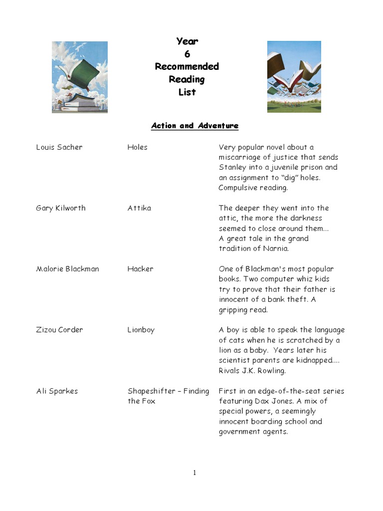 Year 6 Recommended Reading List: Action and Adventure | PDF | Wuthering ...