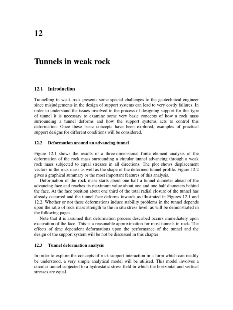 Chapter 12 Tunnels in Weak Rock PDF | PDF
