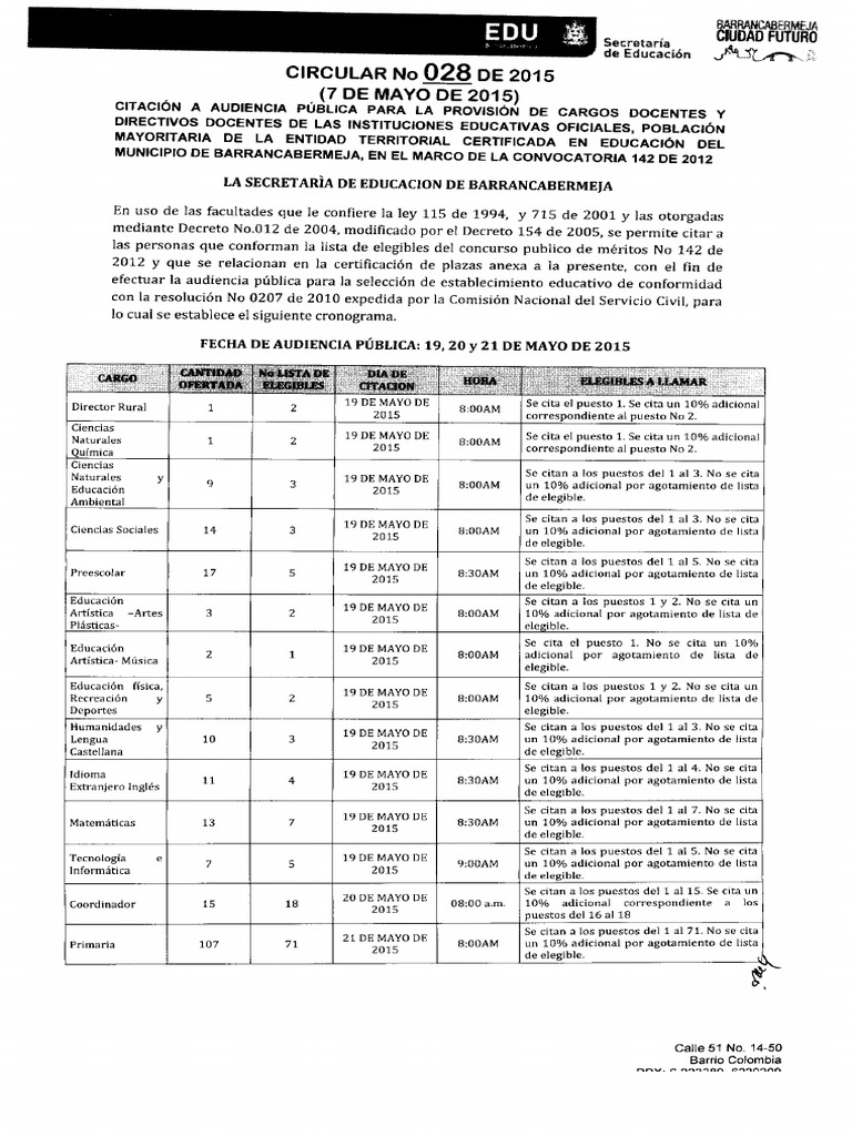 CIRCULAR - 028 - Barrancabermeja | PDF