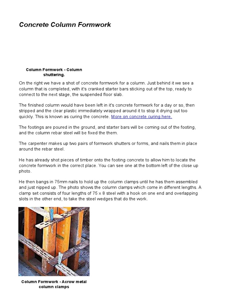 Concrete Column Formwork | PDF | Column | Manmade Materials