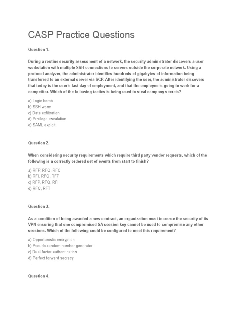 CASP Practice Questions | PDF | Network Switch | Electronic Health Record