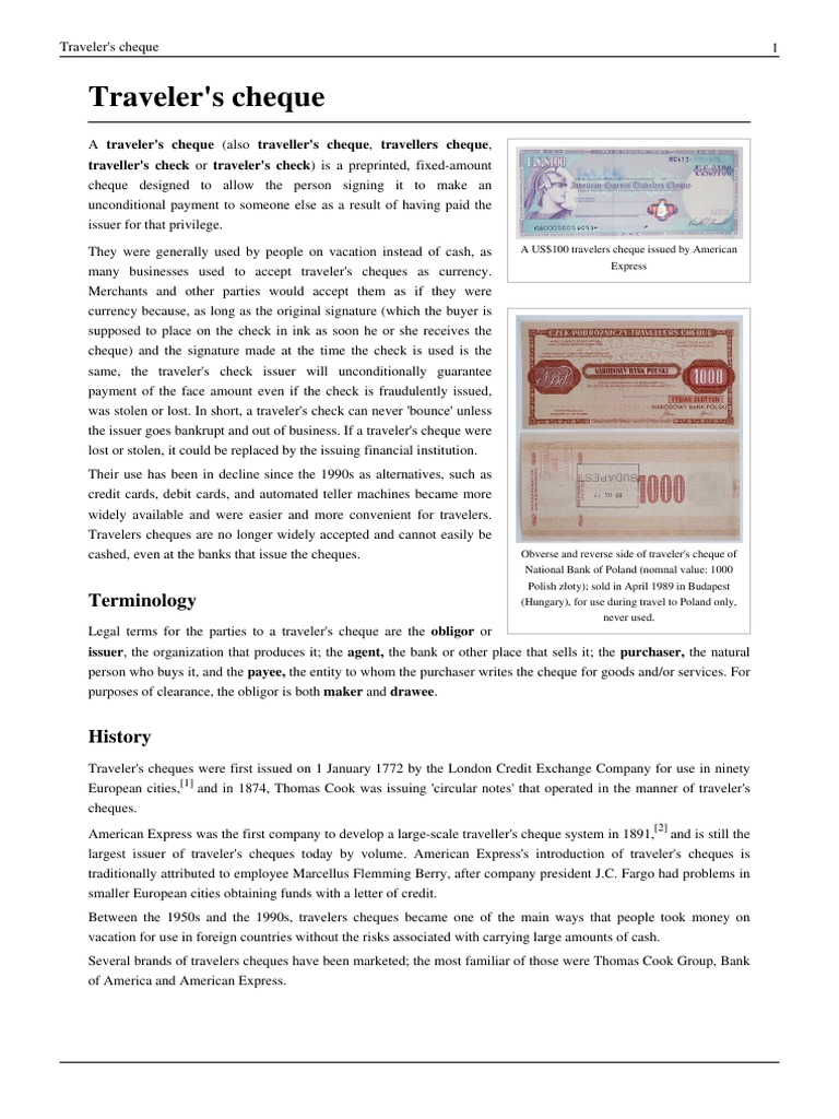 Travellers Cheque | PDF | Traveler's Cheque | Cheque