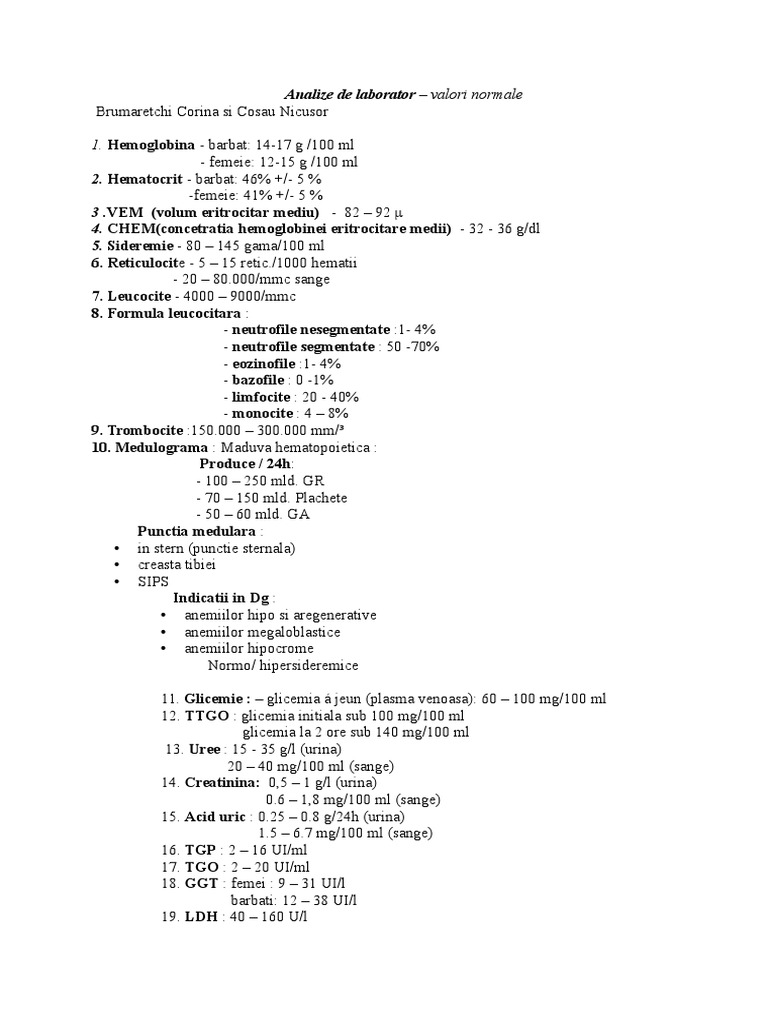 Analize de Laborator | PDF