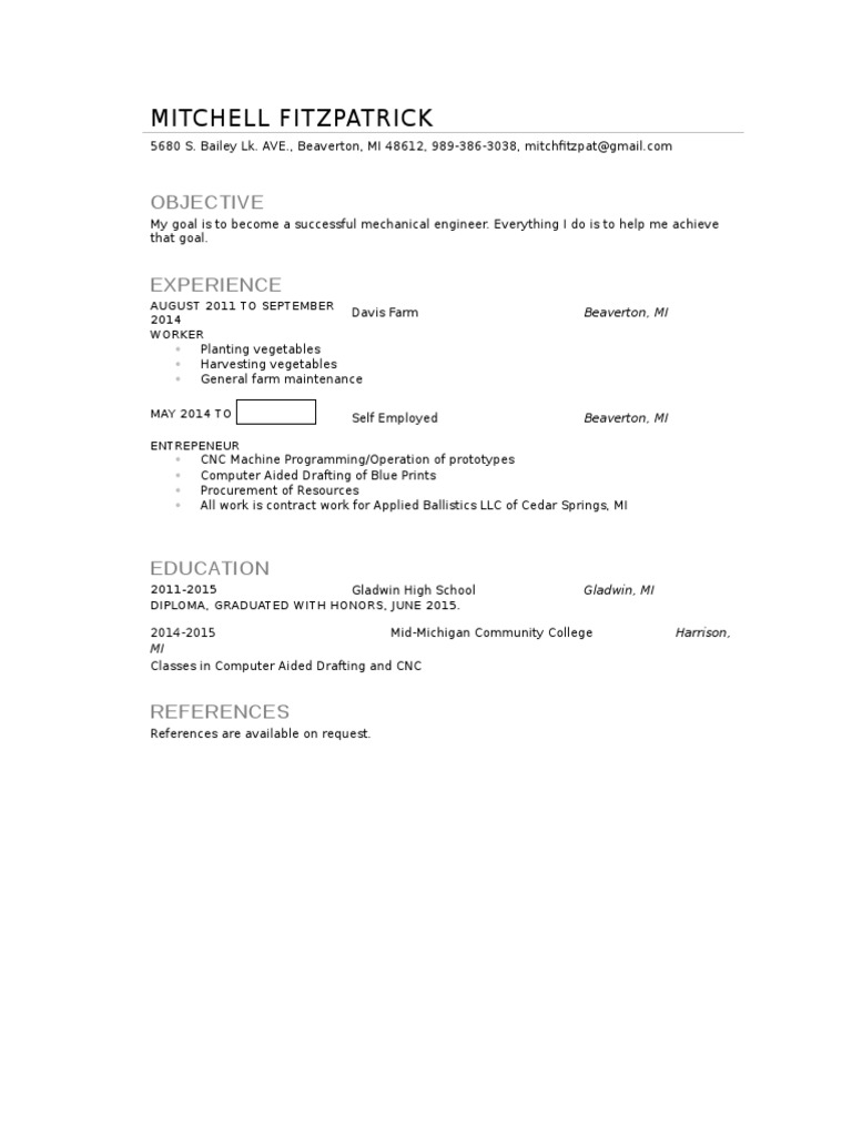 Resume, Mitchell | PDF