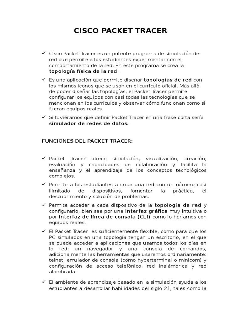 Cisco Packet Tracer | Descargar gratis PDF | Protocolos de comunicaciones | Telecomunicaciones