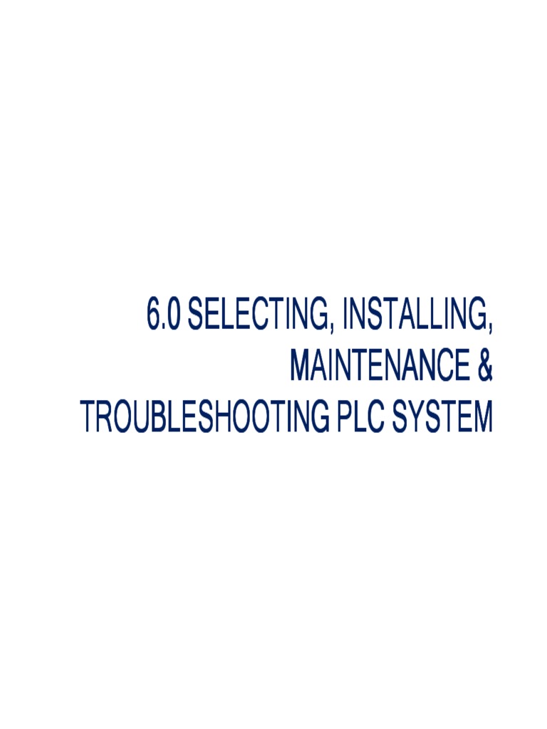 PLC Installation and Maintenance Guide | PDF | Programmable Logic ...