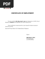 McDonald's Employment Certification Sample | PDF