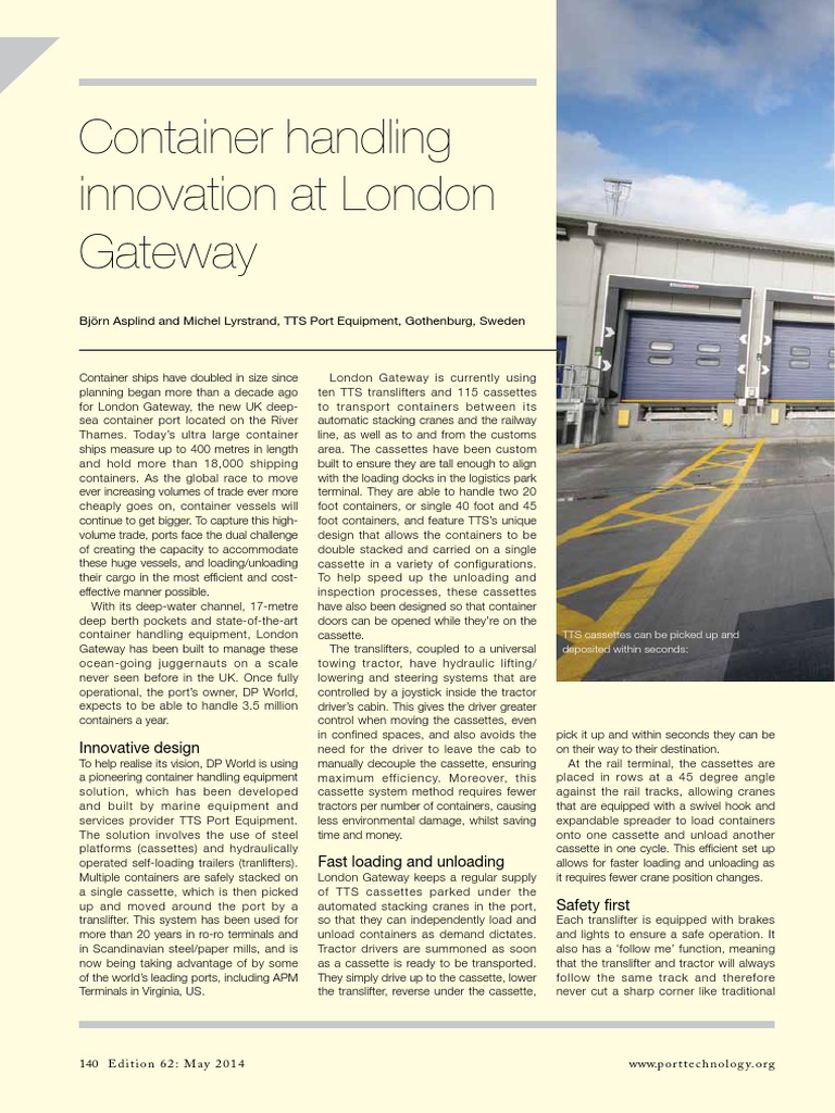 Container Handling Innovation Pdf Containerization Port