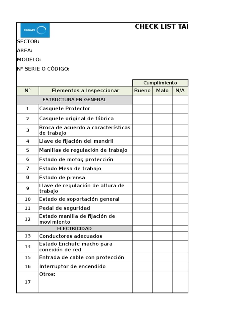 Check List Equipo de Poder | PDF | Equipo | Bienes manufacturados