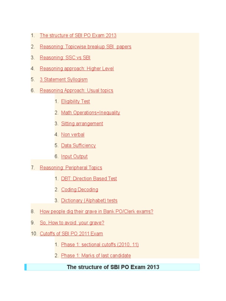 The Structure of SBI PO Exam 2013 | PDF | Reason | Argument