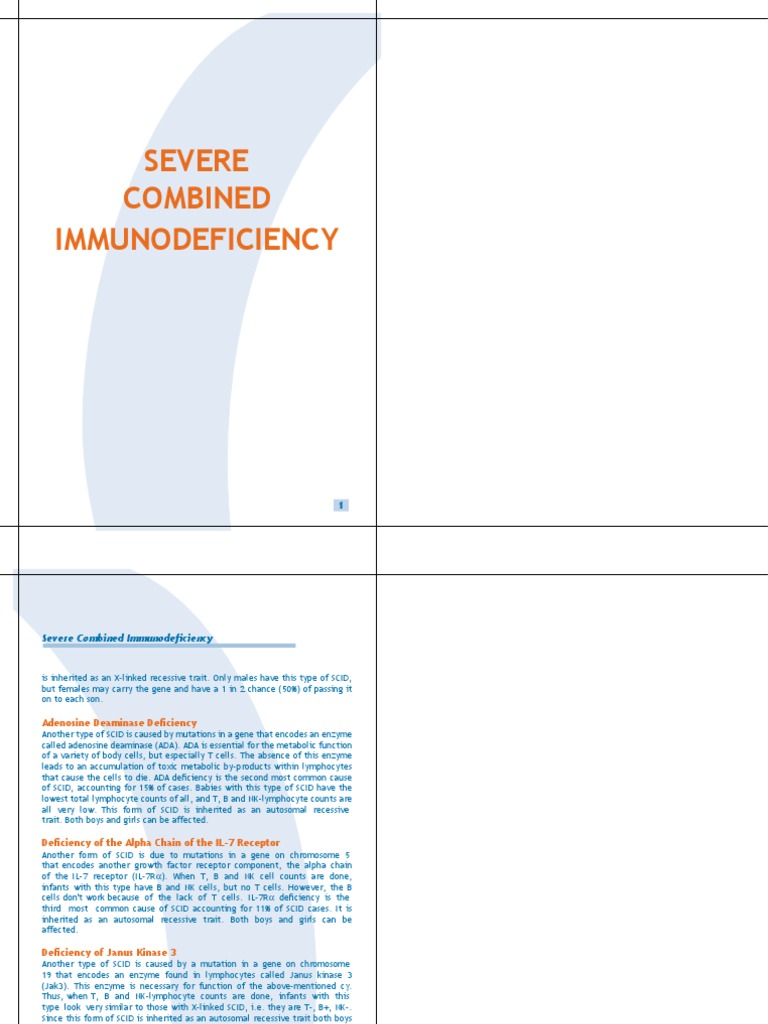 Severe Combined Immunodeficiency 06-02-08 | PDF | Hematopoietic Stem ...