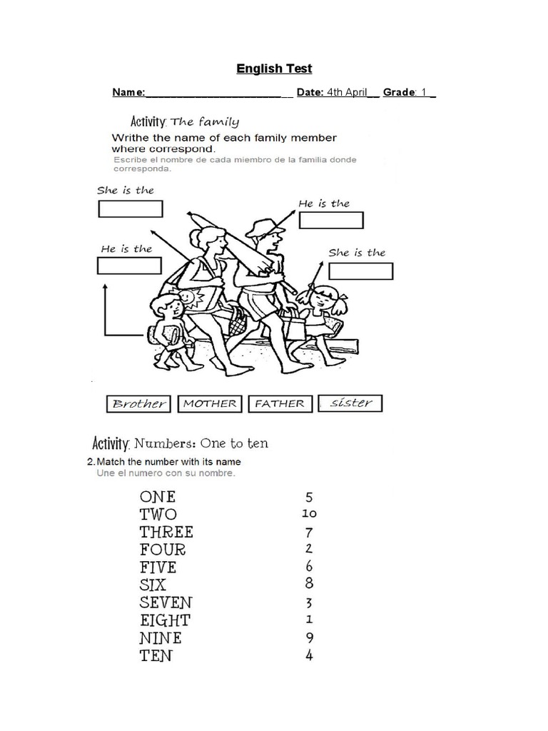 English Test 1 Basico | PDF