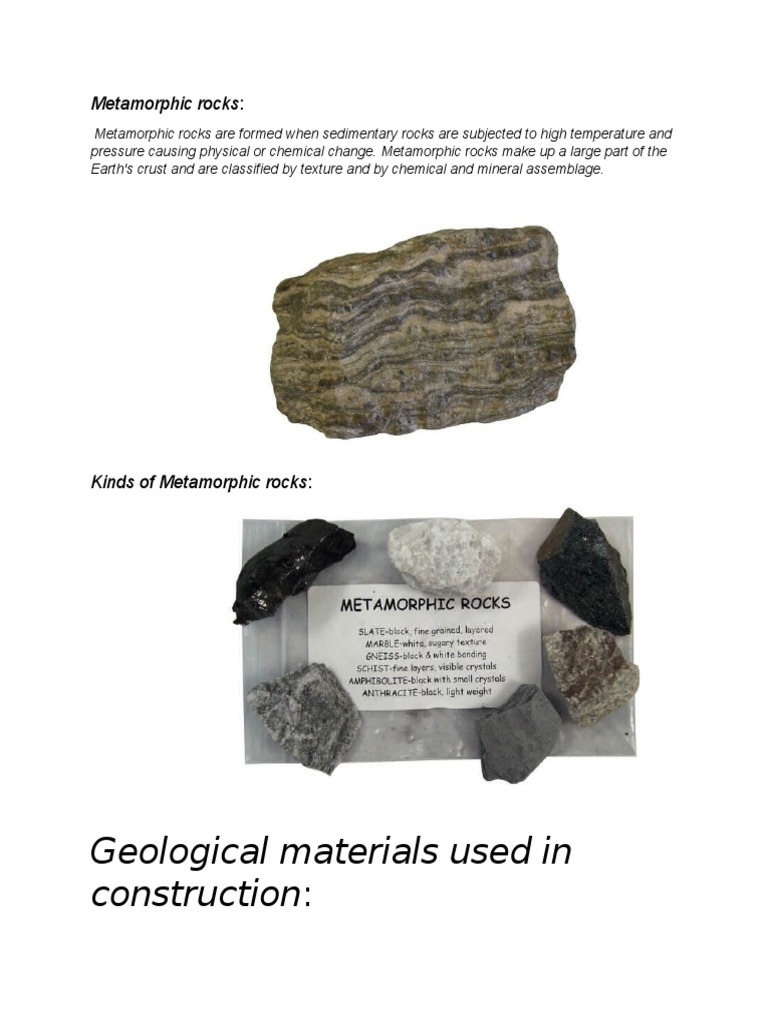 Geological Materials Used in Construction:: Metamorphic Rocks | PDF ...
