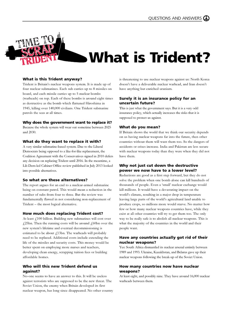What Is Trident?: SSCCR R PP | PDF | Nuclear Weapons | Treaty On The ...