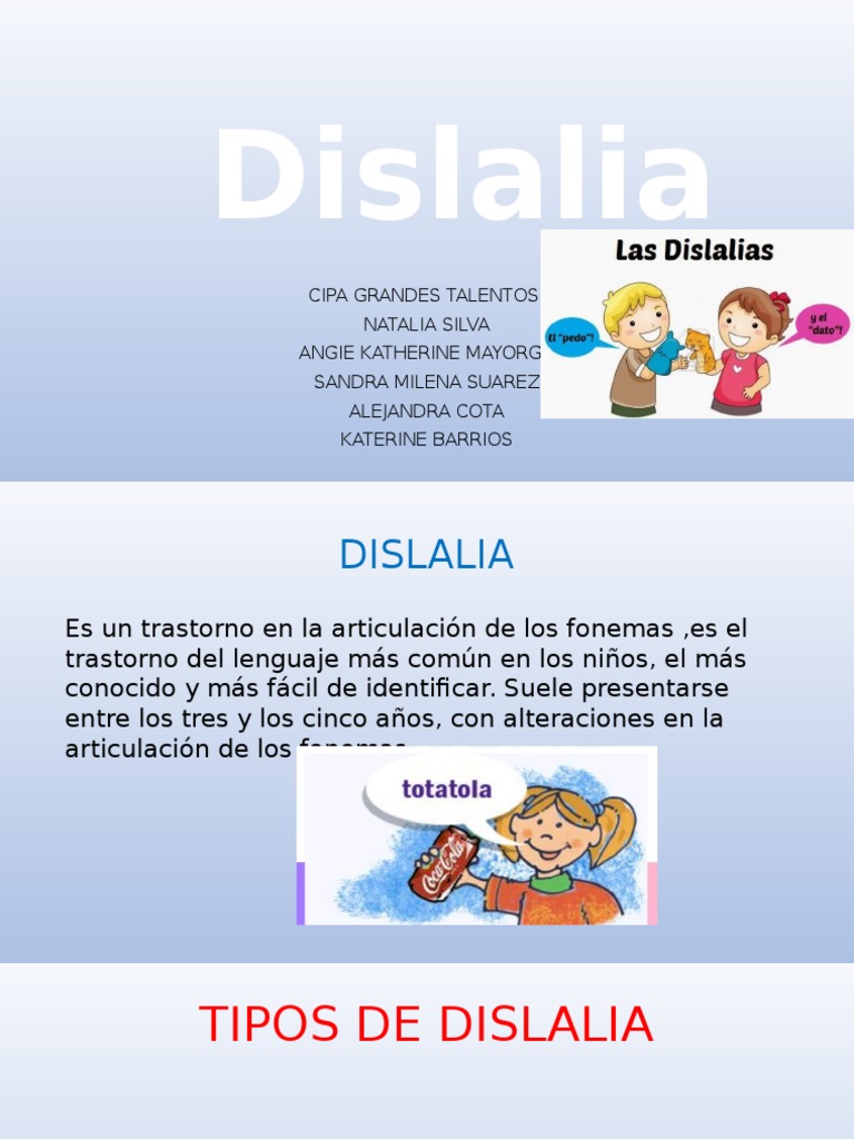 Tipos y Tratamiento de Dislalia | PDF | Artes del Lenguaje y ...