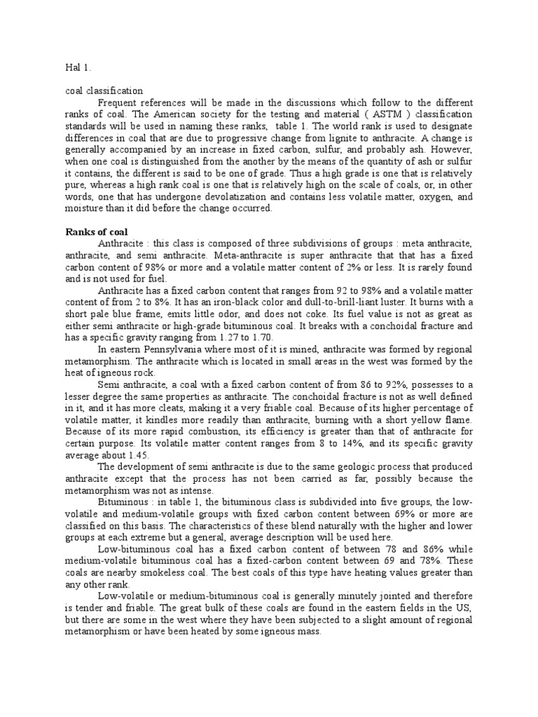 ASTM Coal Classification Standards and Ranks | PDF | Bituminous Coal ...