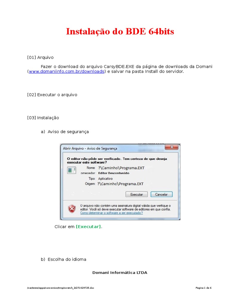 Instalação do BDE 64 bits | PDF | Computadores