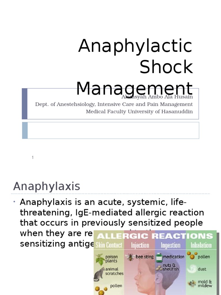 Anaphylactic Shock Management Overview | PDF