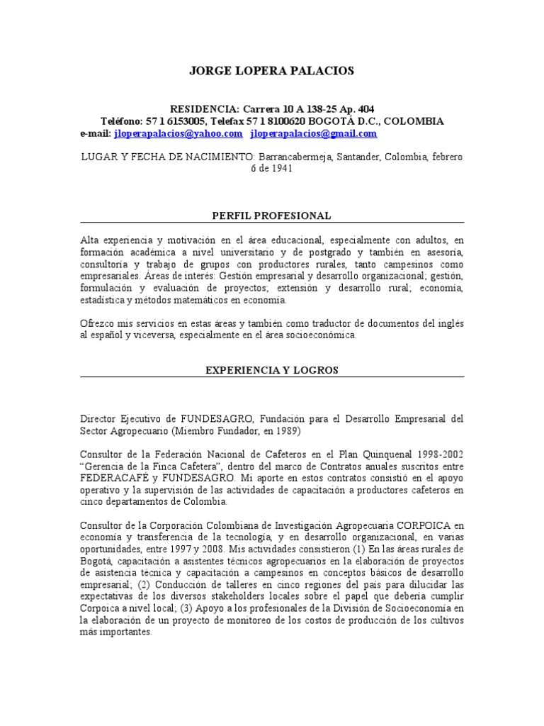 HV-Jorge Lopera - Febrero 2010 | PDF | Agronomía | economía agrícola