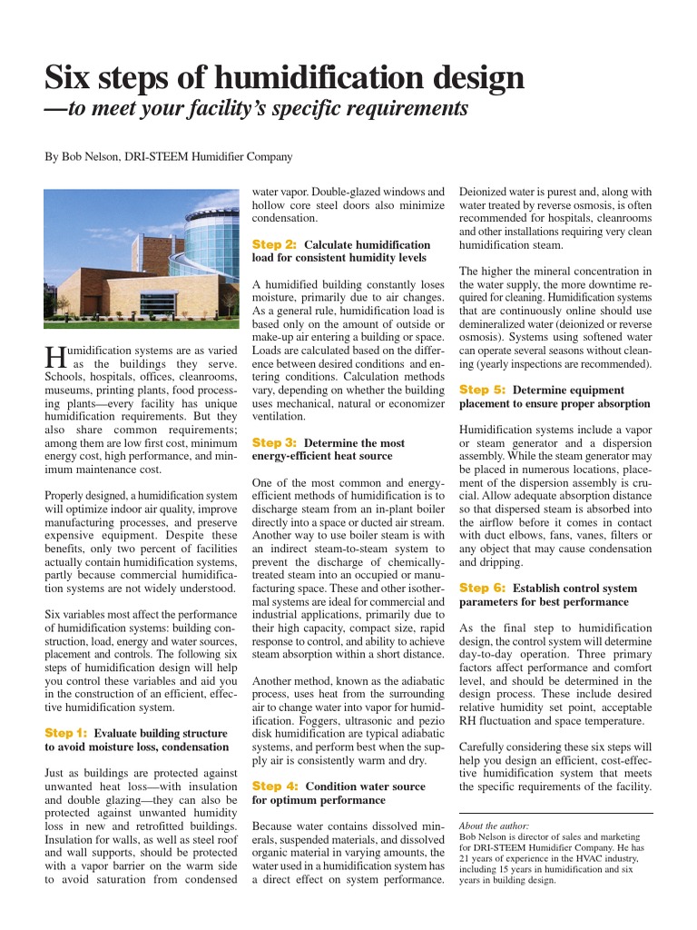 Six Steps of Humidification Design: - To Meet Your Facility's Specific ...