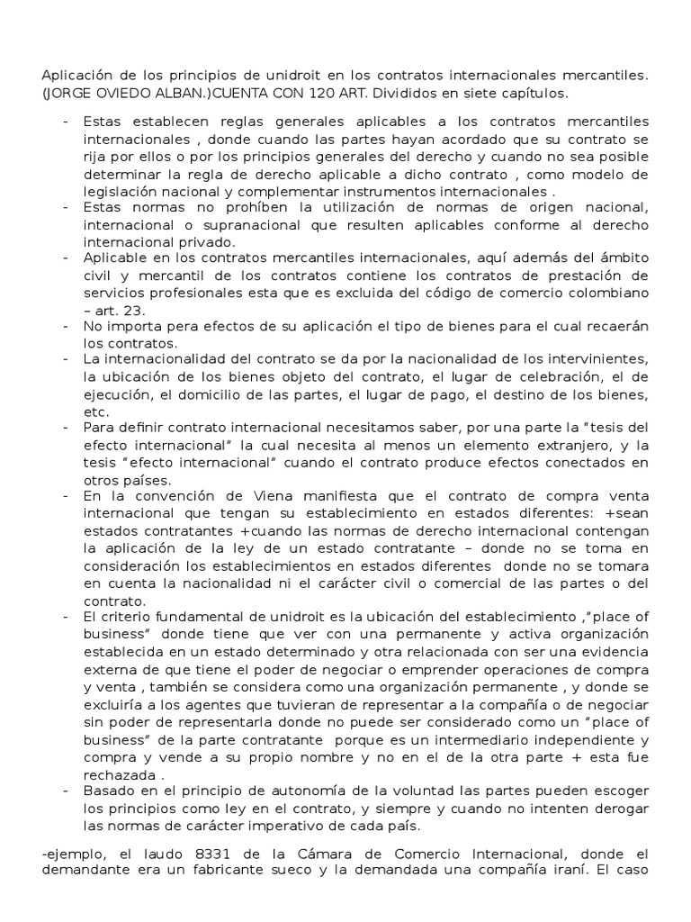 Aplicación de Los Principios de Unidroit en Los Contratos ...